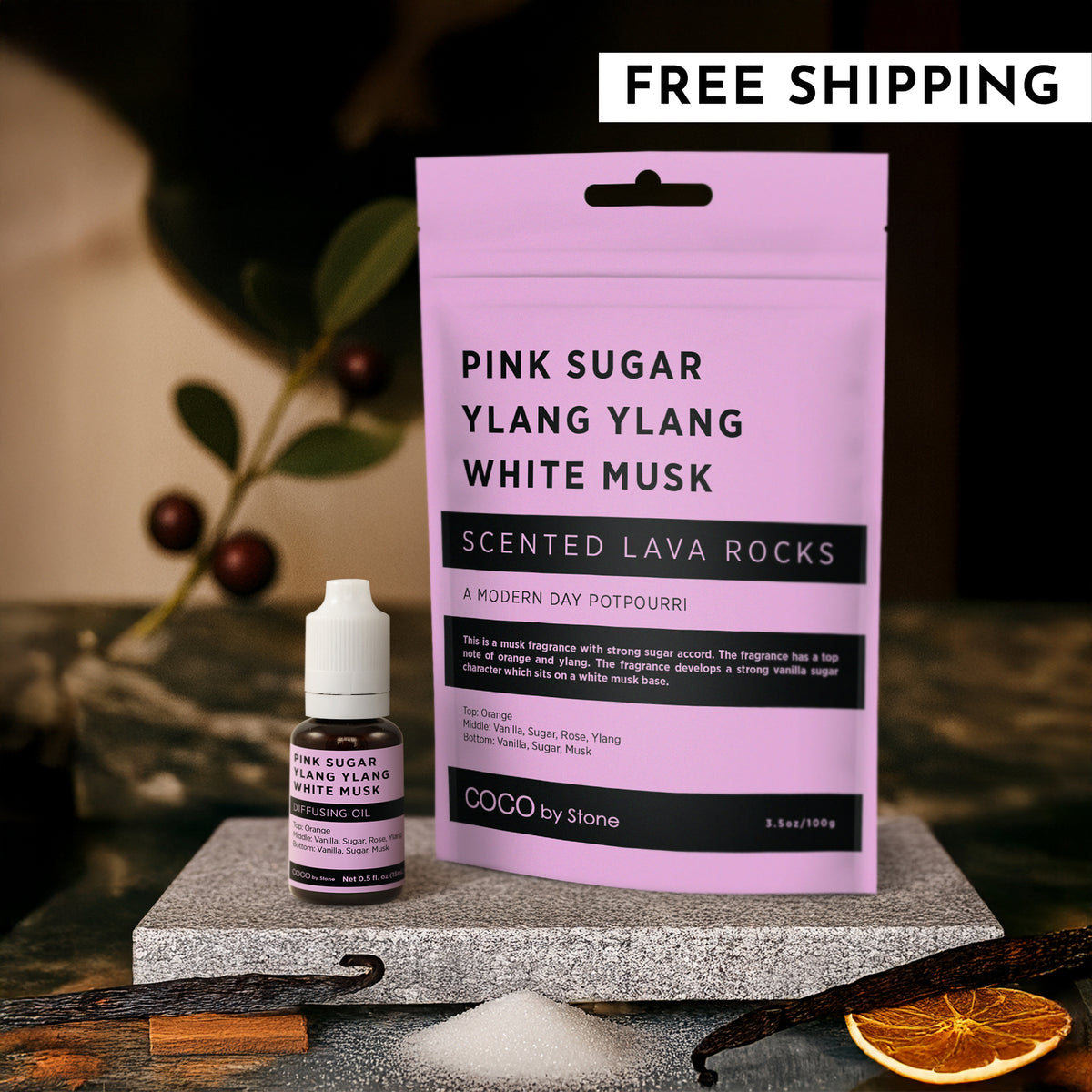 Scented Lava Rocks with Oil Starter Pack (Pink Sugar | Ylang Ylang | W ...