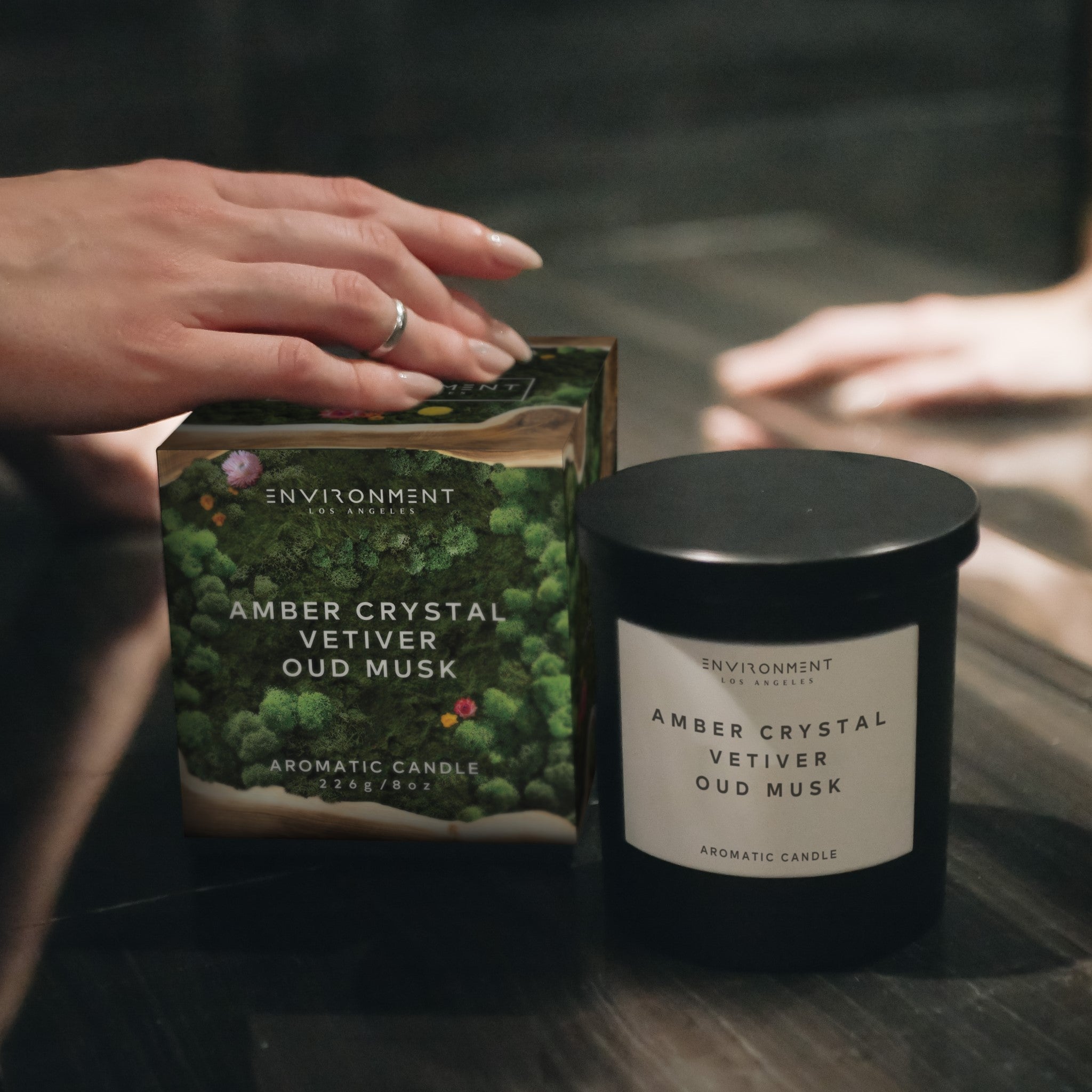 8oz Amber Crystal | Vetiver | Oud Musk Candle with Lid and Box (Inspir ...
