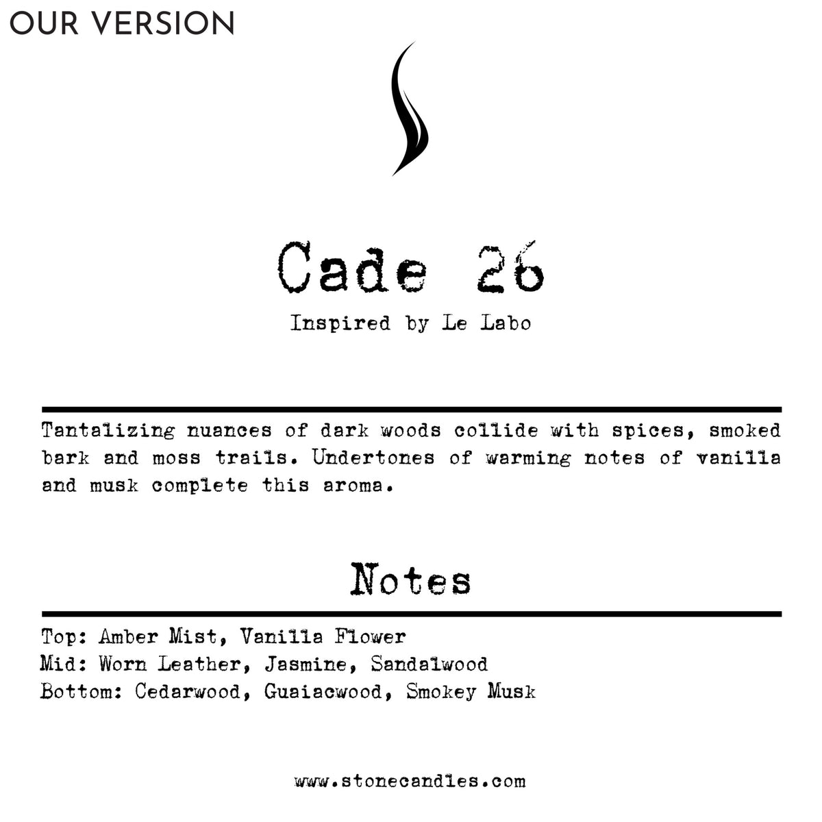 Cade 26 (Our version) Sample Scent Strip — Stone Candles