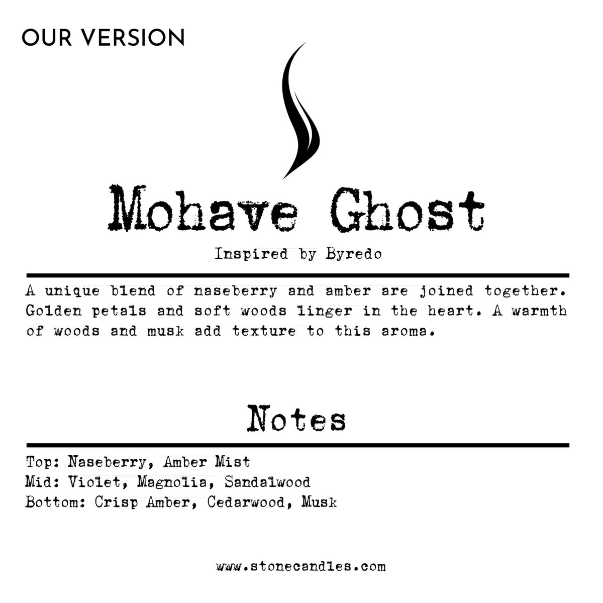 Mohave Ghost (Our version) Sample Scent Strip — Stone Candles